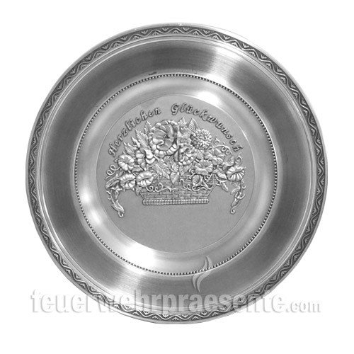 Zierzinnteller Glückwunsch - feuerwehrpraesente.com